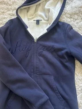 Tommy Hilfiger | Tops | Tommy Hilfiger Cream Sherpa Jacket With Navy ...